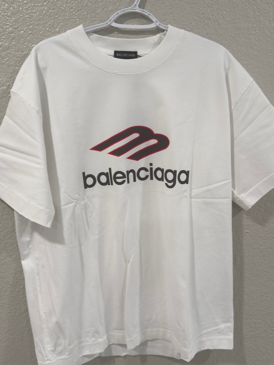 Balenciaga | Shirts | Balenciaga White Tee With Black And Red Logo Like ...